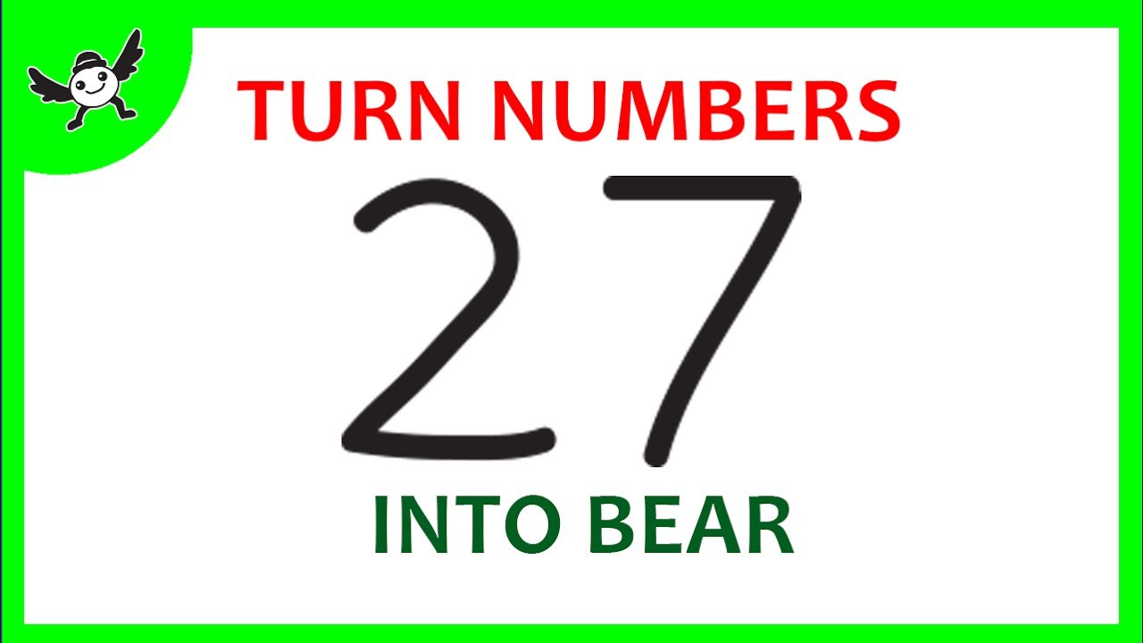 How To Turn Numbers “27” into Cartoons BEAR – Easy Doodle Drawing for ...