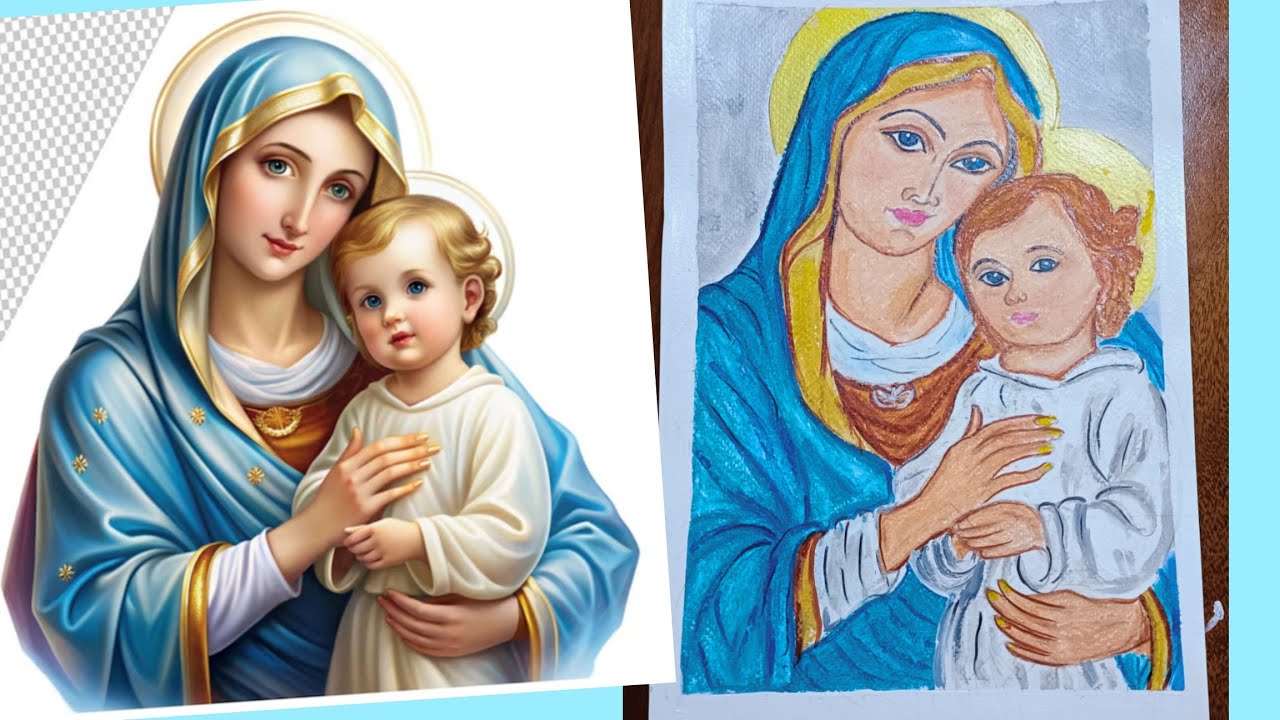 How to draw lord jesus and mother Mary # lord jesus and mother Mary ...