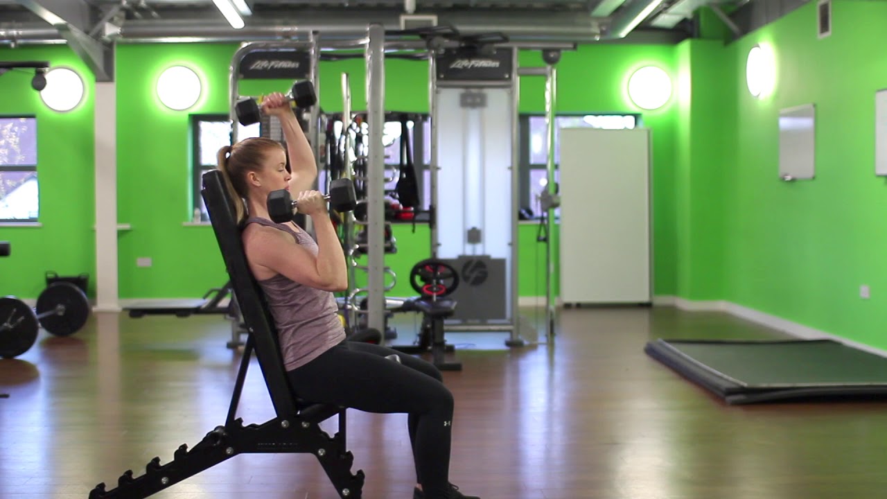 Seated alternating, neutral, shoulder press - YouTube