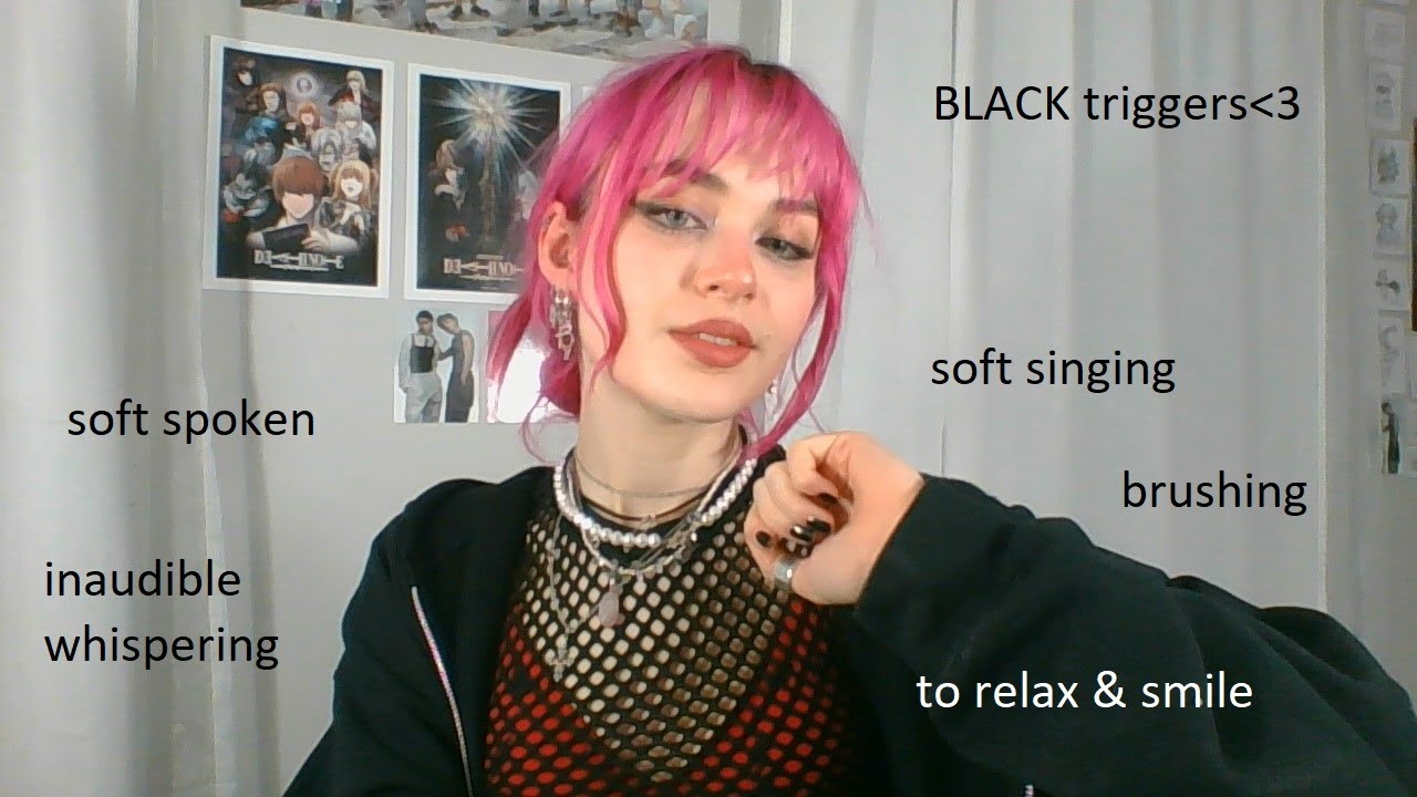 ASMR with black triggers (mouth sounds, inaudible whispers, soft ...