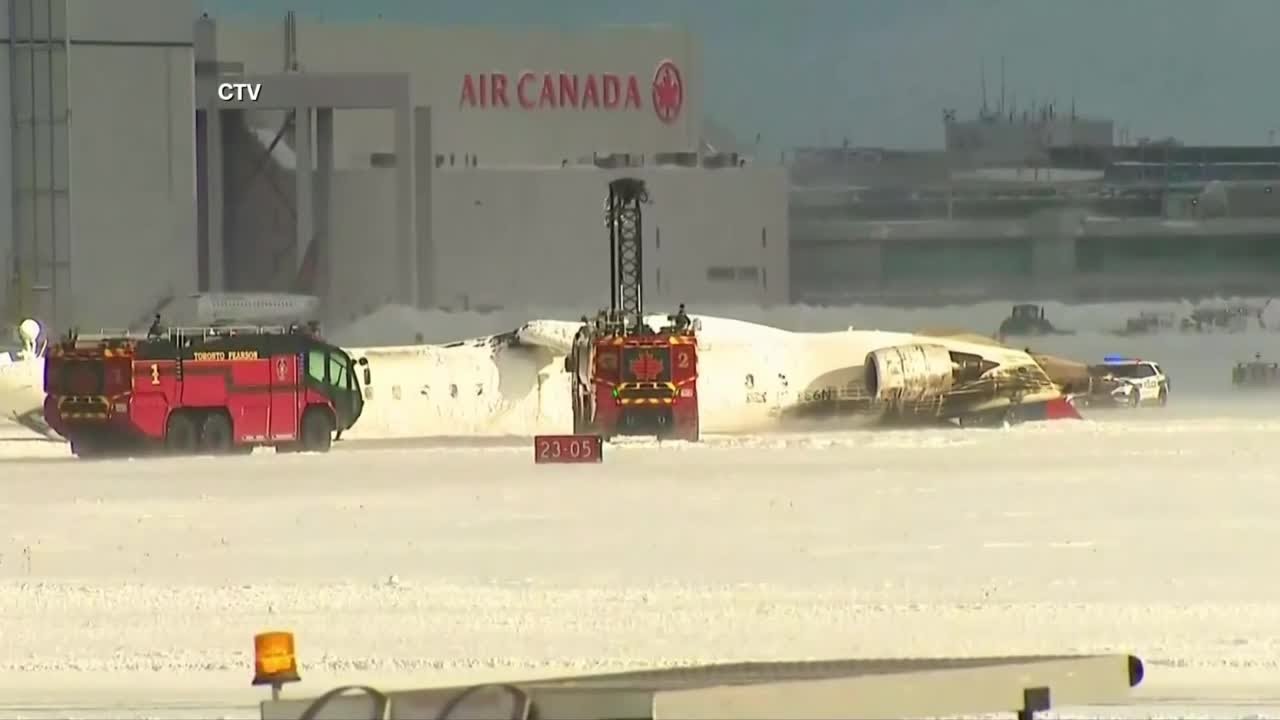 Multiple people injured after plane flips over at Toronto Pearson ...