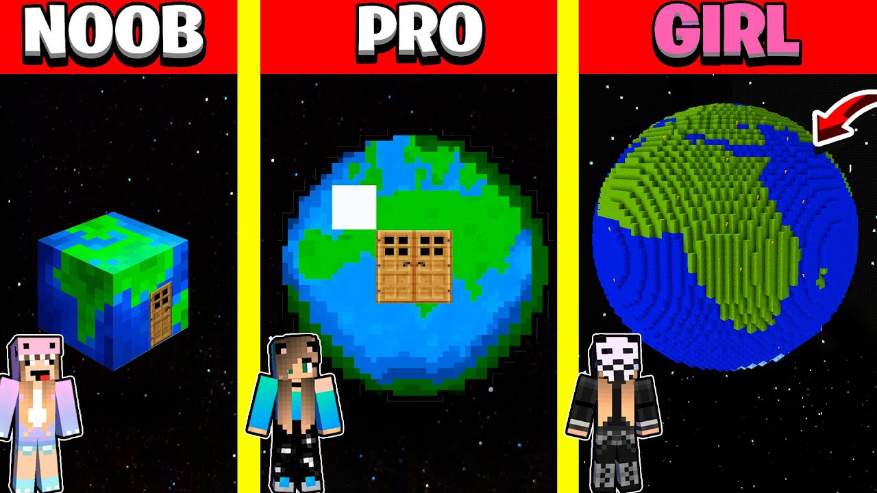 Minecraft Battle: EARTH PLANET BASE HOUSE BUILD CHALLENGE - NOOB vs PRO ...