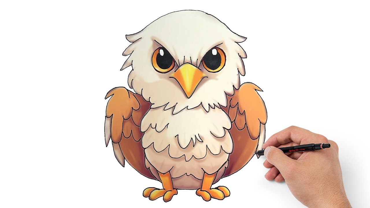 How to Draw a cute eagle Eagle drawing Step by Step Dog drawing for ...
