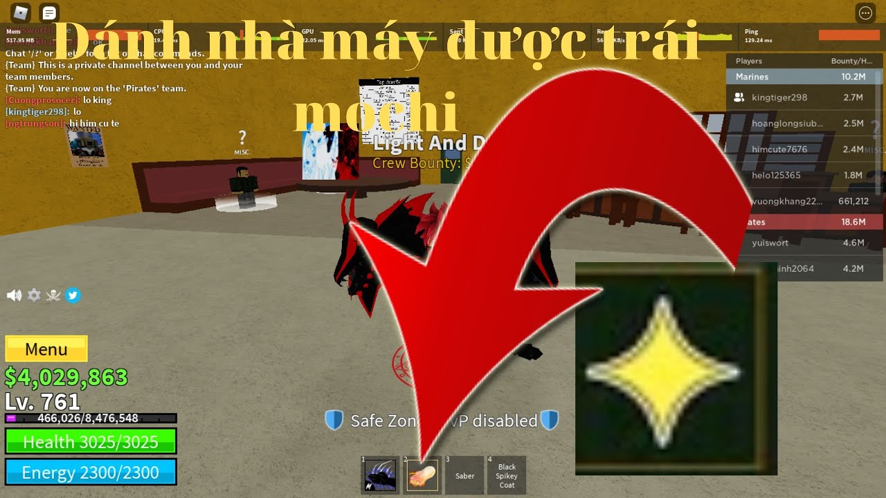 Đánh nhà máy được trái mochi |Update10 Blox Fruit - YouTube