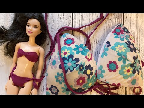DIY: NO SEW, NO GLUE EASIEST BARBIE BIKINI (reuse my old bikini)