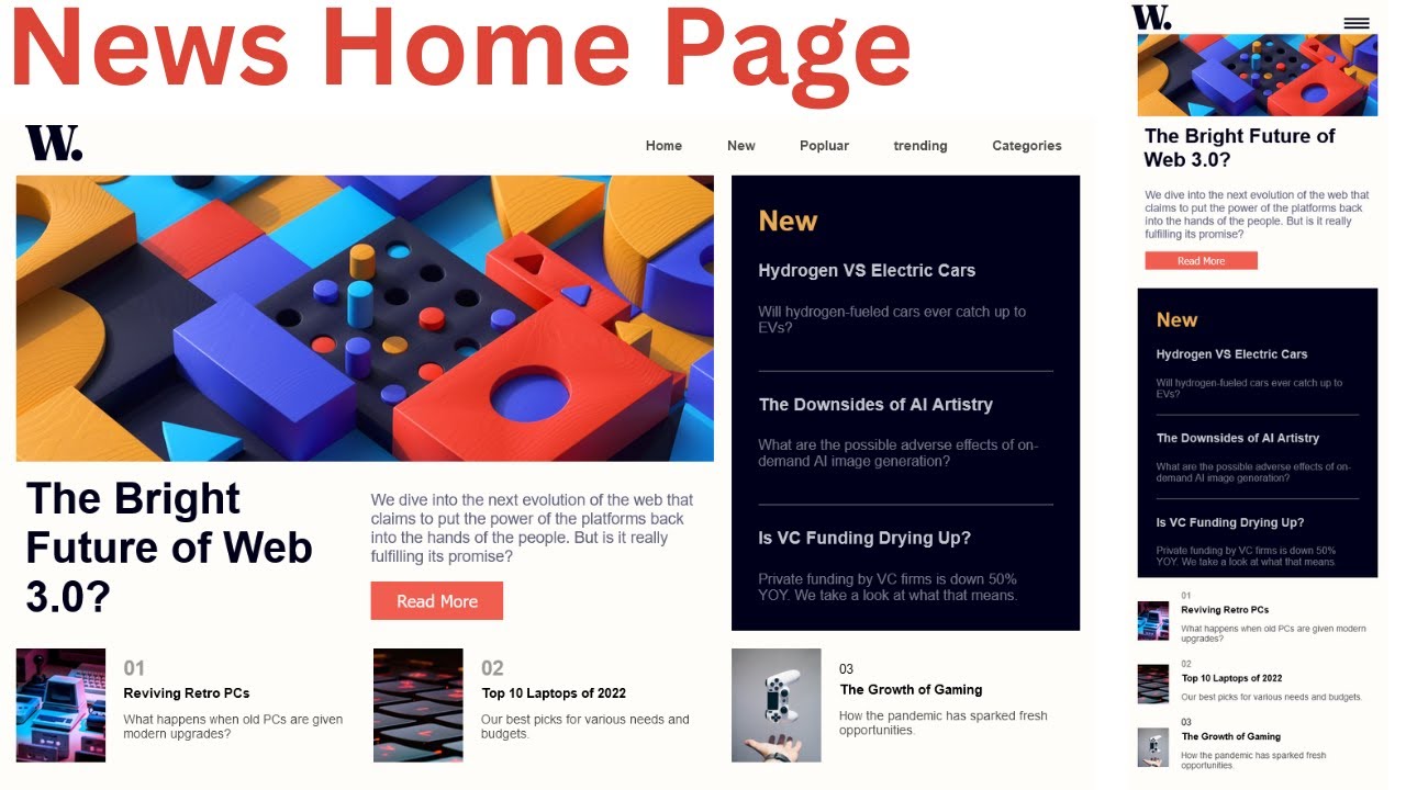 News Home Website HTML CSS And JavaScript - YouTube