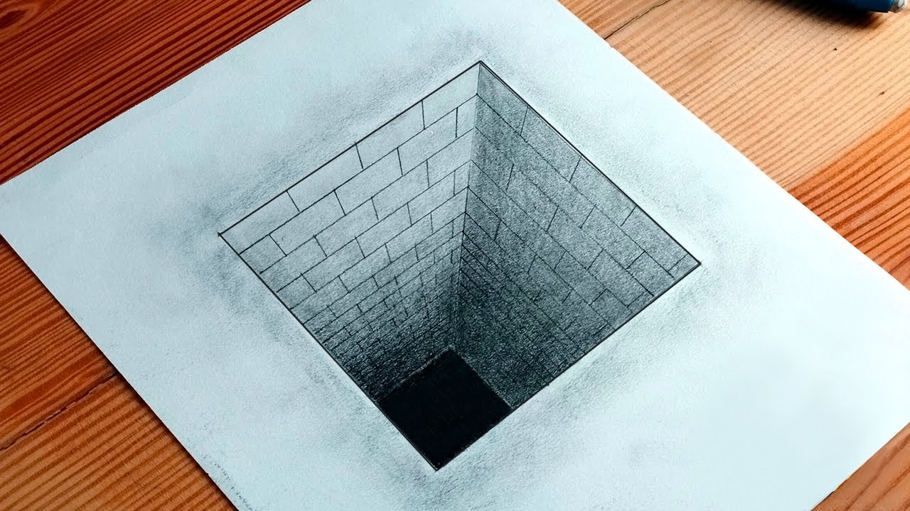 How to Draw a square hole 3D easy || Optical illusion for beginners ...