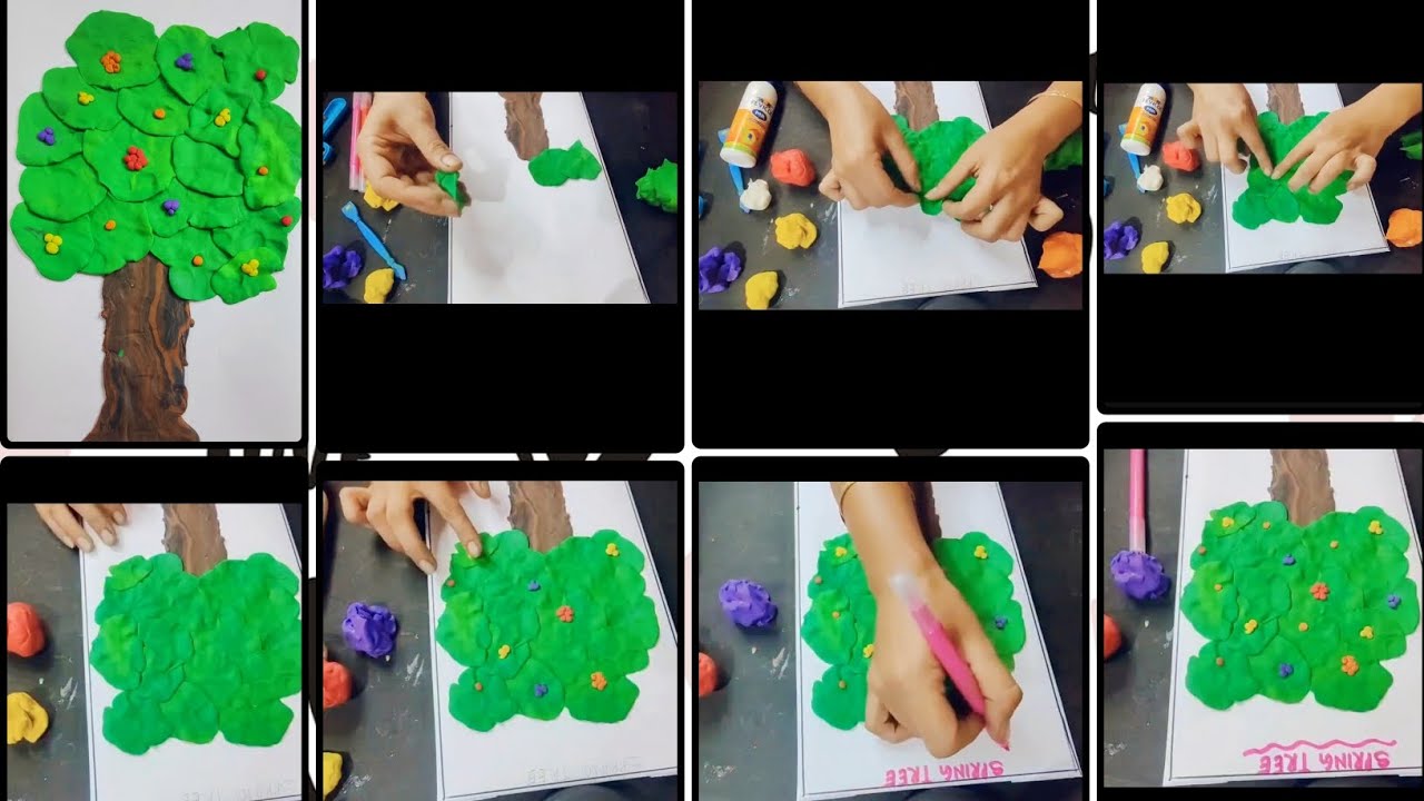 How to make a clay spring tree with clay by colorpalettebynidhi - YouTube