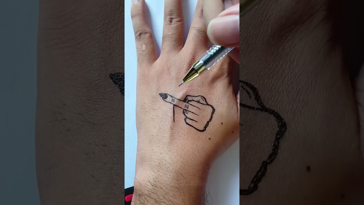 Pencil Tattoo On Finger