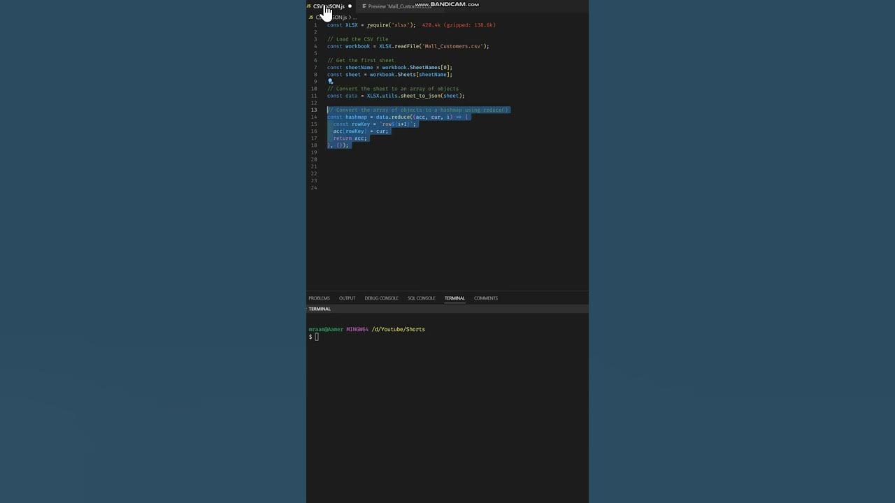 Efficiently Convert Massive CSV Data to JSON in Javascript🤯 #youtubeshorts - YouTube