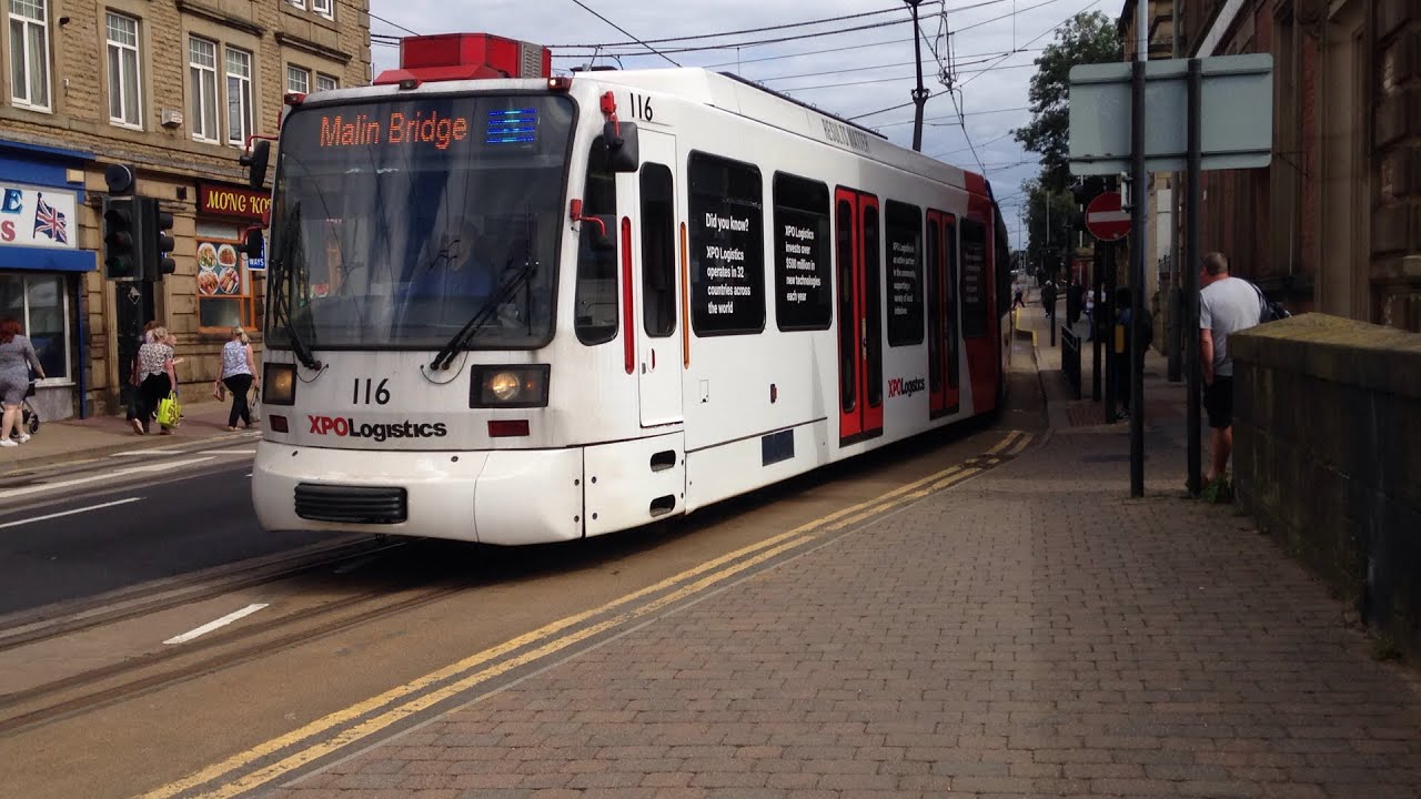 Stagecoach Supertram 116 Advert XPO Logistics leaving Hillsborough Tram ...