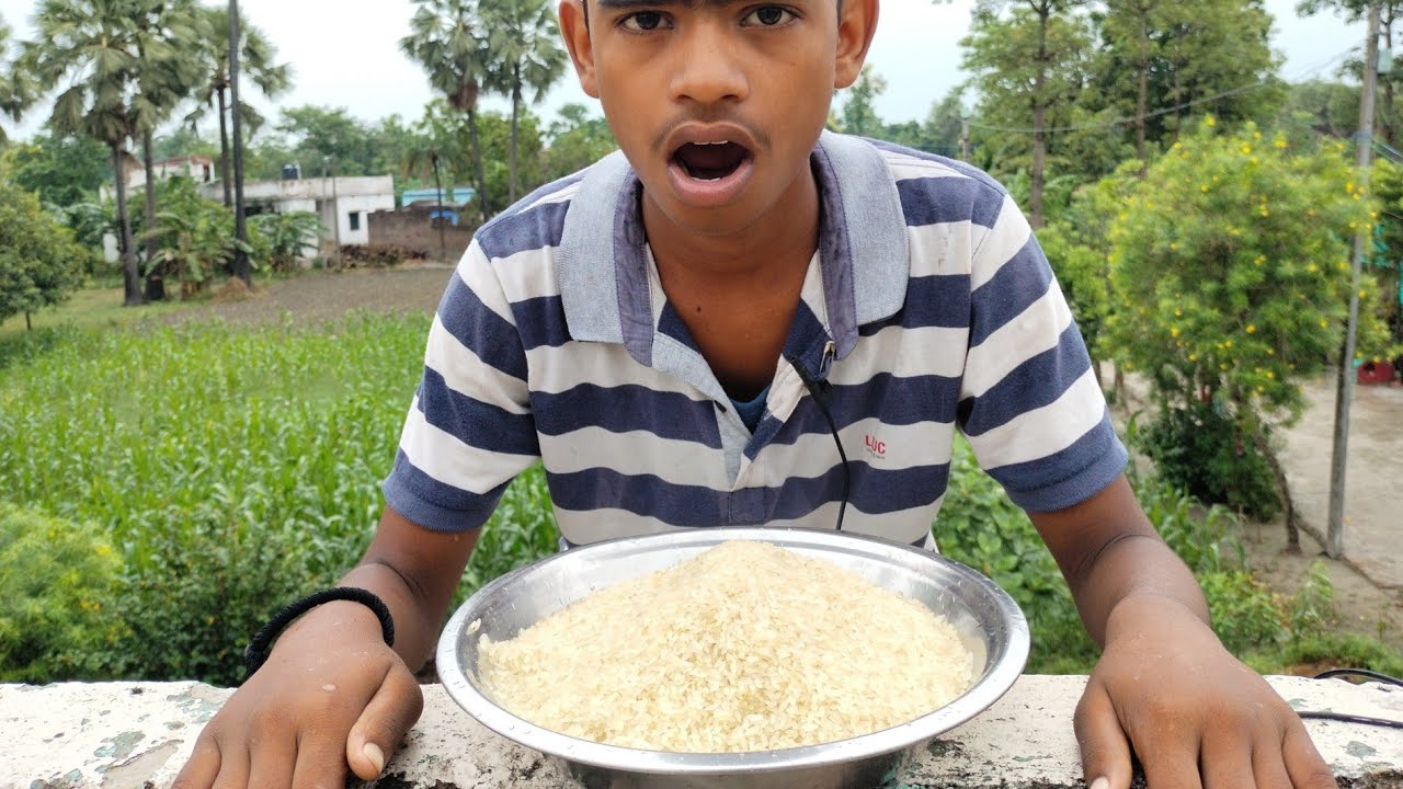 Asmr Raw Rice Eating Challenge Local Raw Rice Eating - YouTube