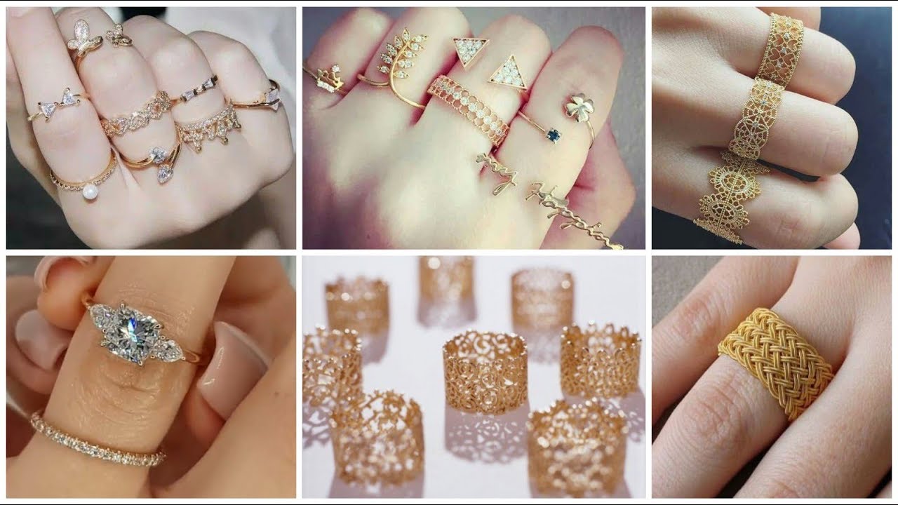Beautiful 66 gold stones rings design collection for girls - YouTube