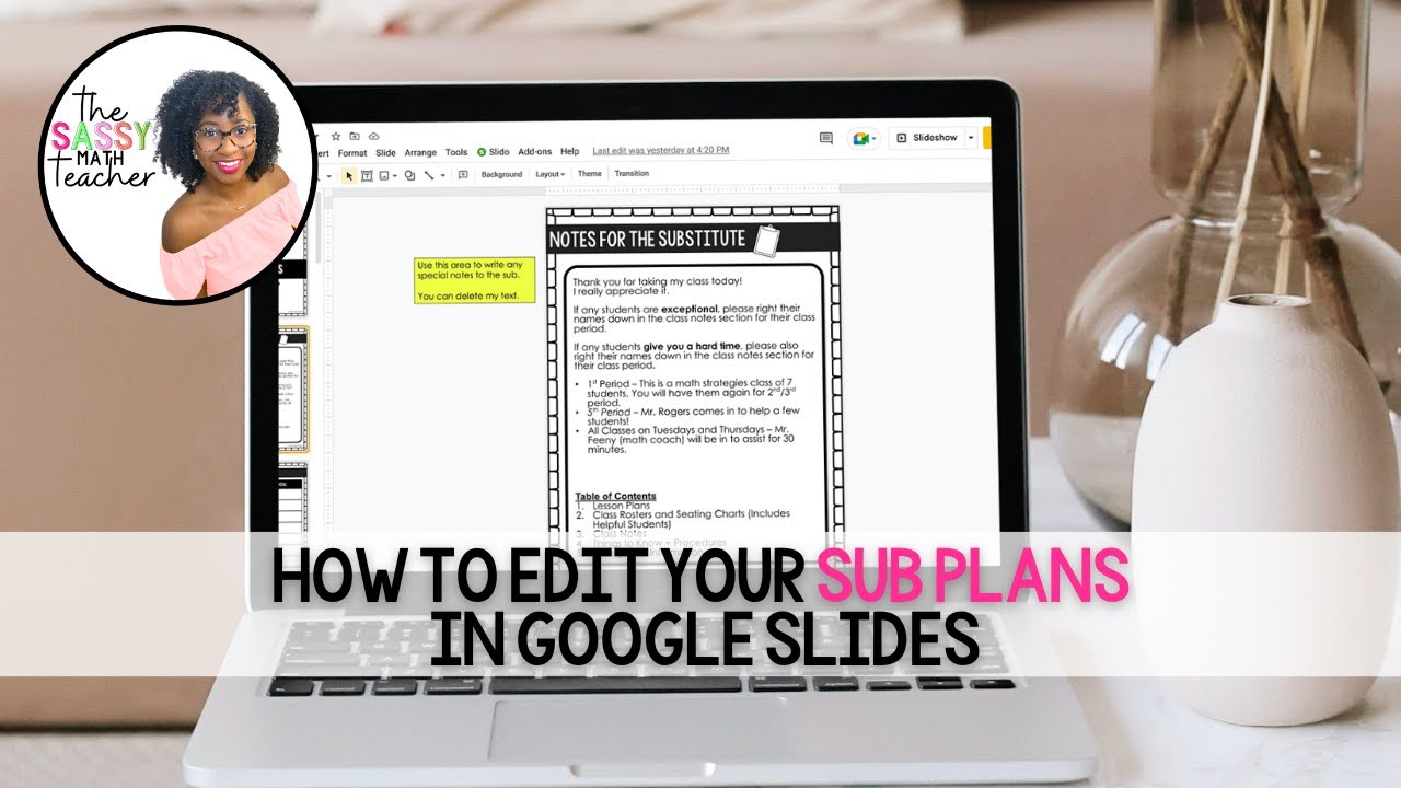 How to Edit Up Your Editable Sub Plan Template in Google Slides - YouTube