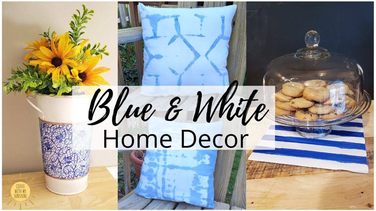 BLUE and WHITE DIY Home Decor 🔵 SHIBORI TIE DYE TECHNIQUE ⚪ COASTAL ...