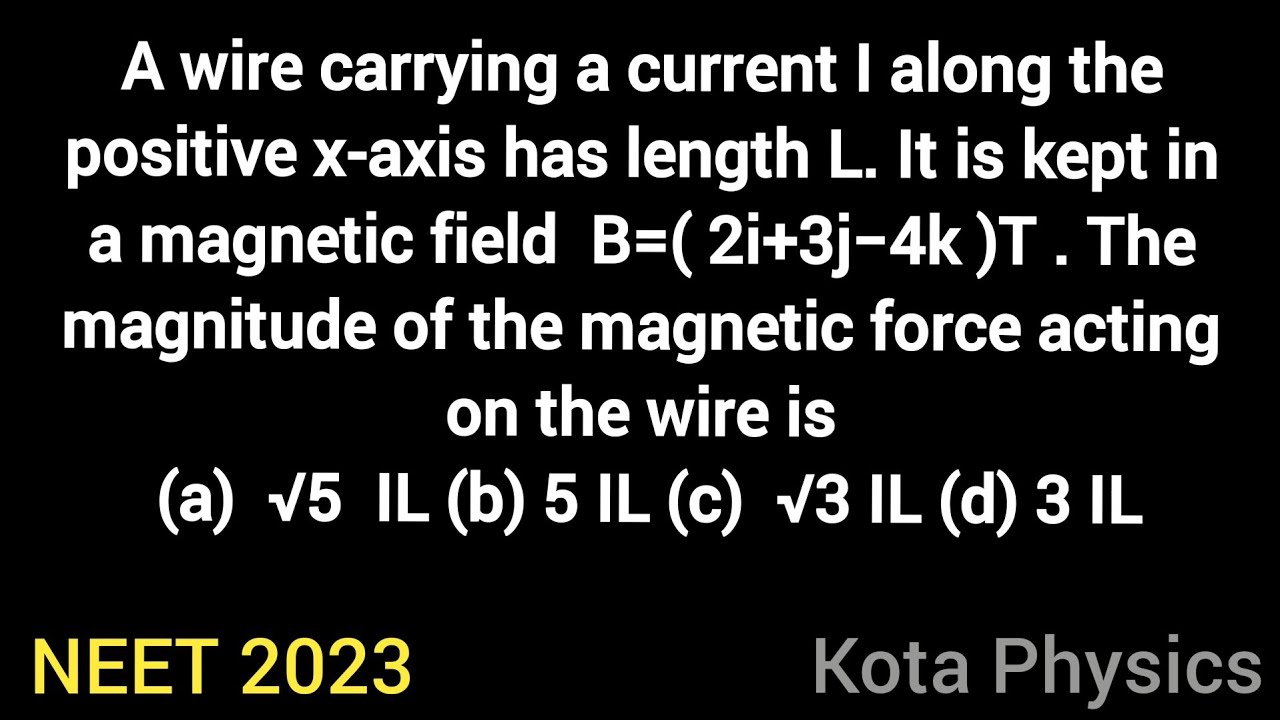 A wire carrying a current I along the positive x-axis has length L ...