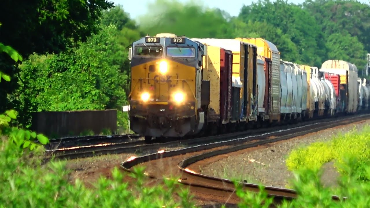 NS Train With Very Cool Locomotive! Awesome Rebuilt CSX DPU! Old Chessie and Erie Lackawanna ...