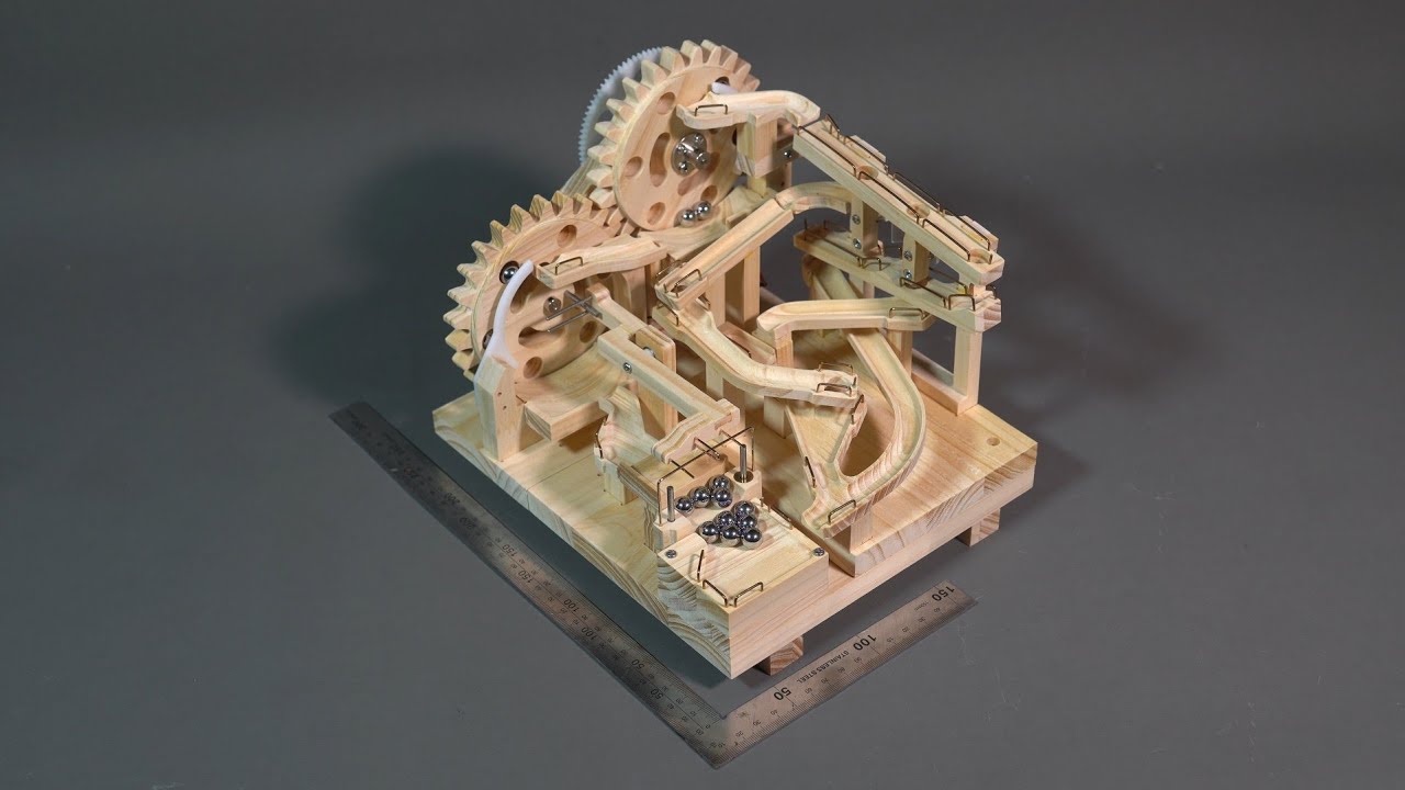 ASMR Kinetic Art Marble Machine - G1 Double Gears Lift - YouTube