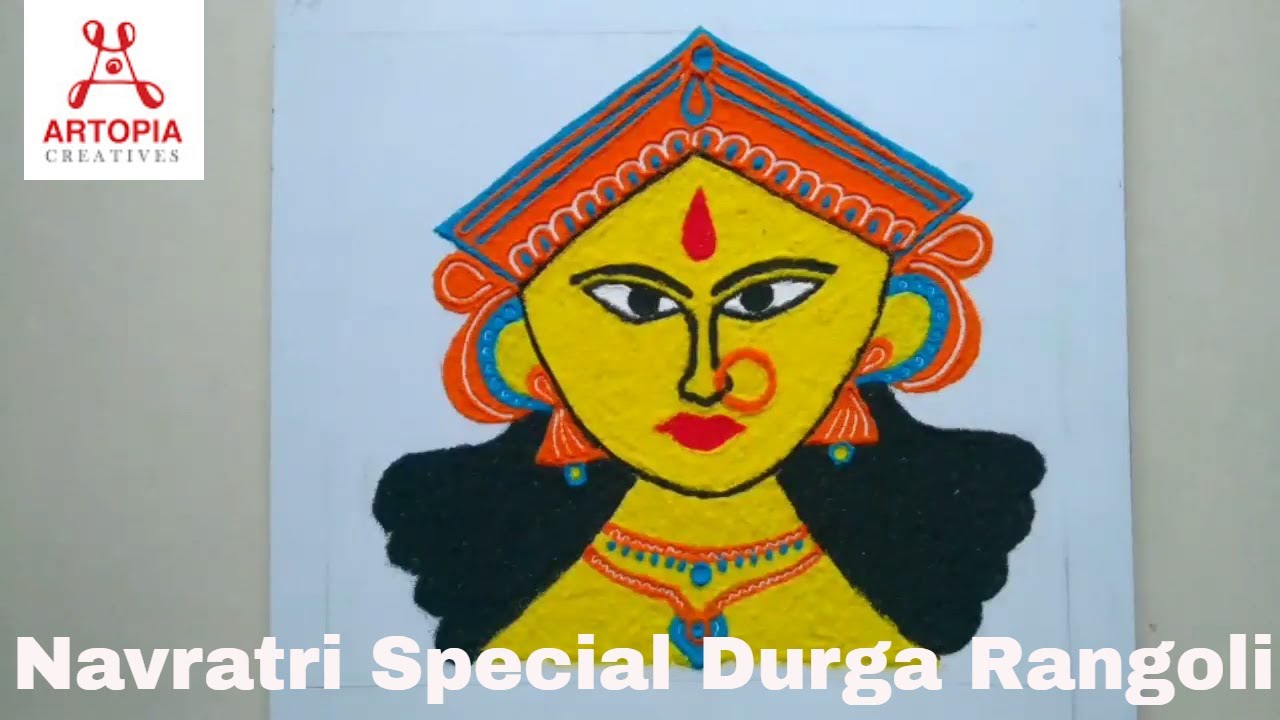 Navratri Special rangoli | Durga puja rangoli design | Artopia ...