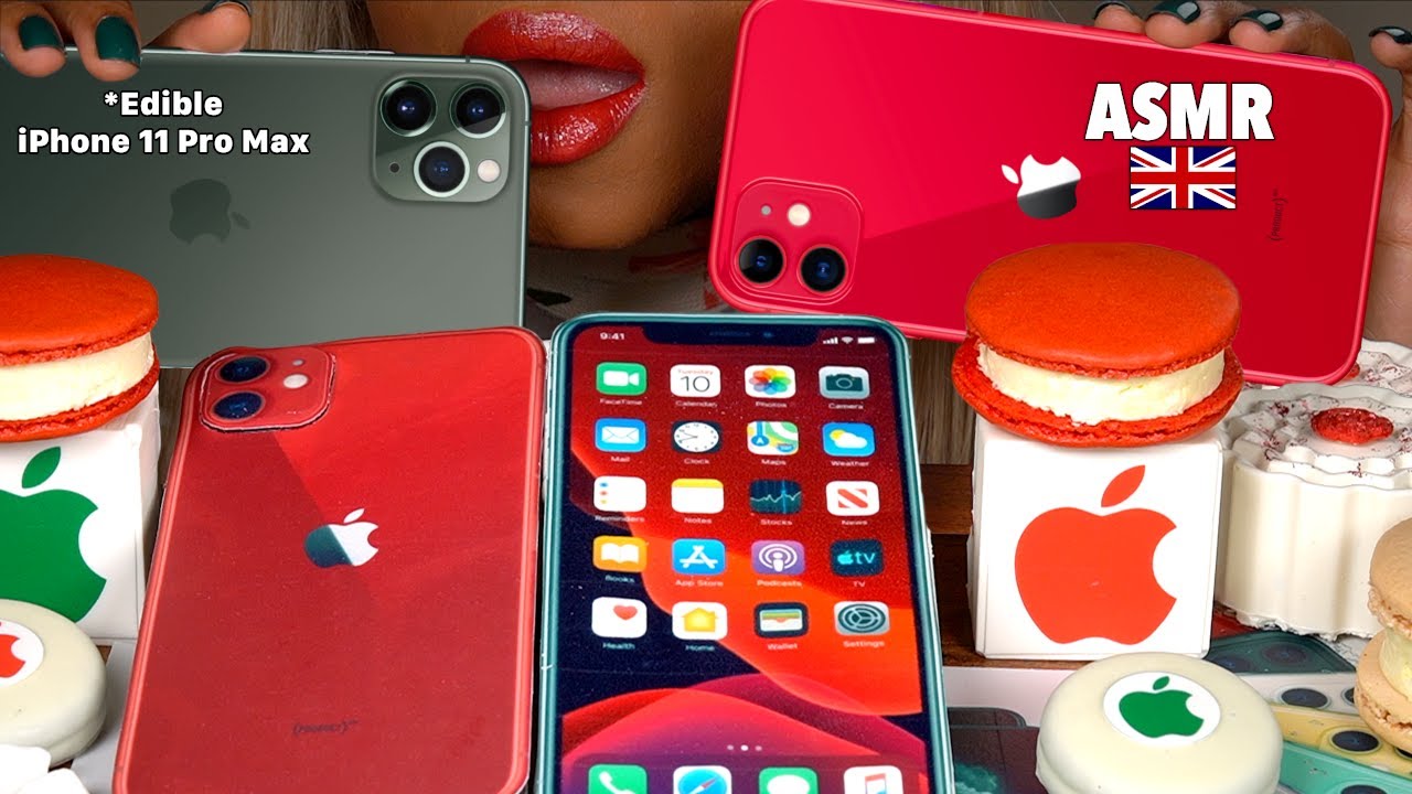 ASMR Eating EDIBLE iPhone 11 & iPhone 11 Pro Max Chocolate, Apple cakes ...