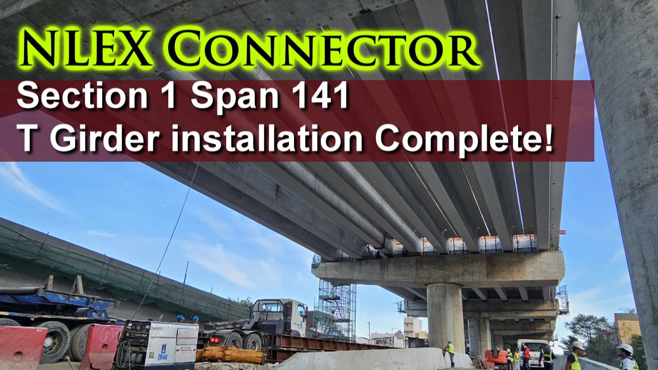NLEX Connector section 1 - Span 141 Final T Girder installation - YouTube