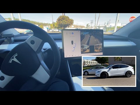 2021 Tesla Model Y Self parking / SUMMONING FEATURES - YouTube