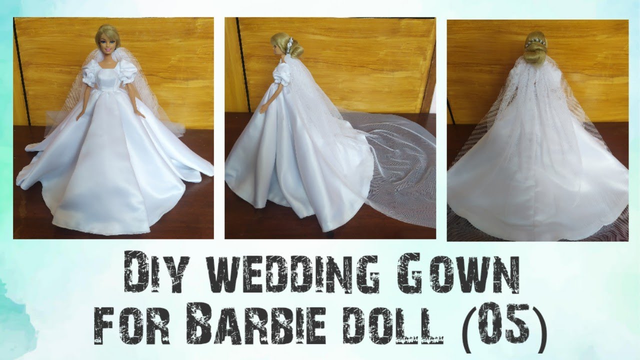 Diy wedding gown for Barbie doll(05) | nunu seo - YouTube