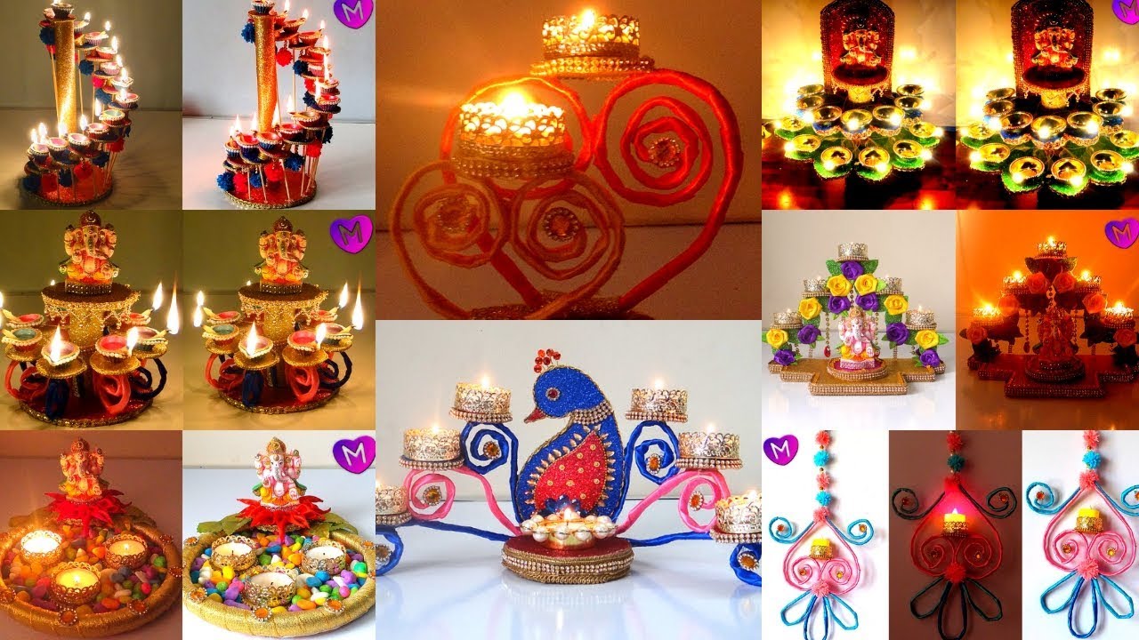 7 DIY Easy Diwali Diya stand Decoration Ideas | Diwali diya decoration ...