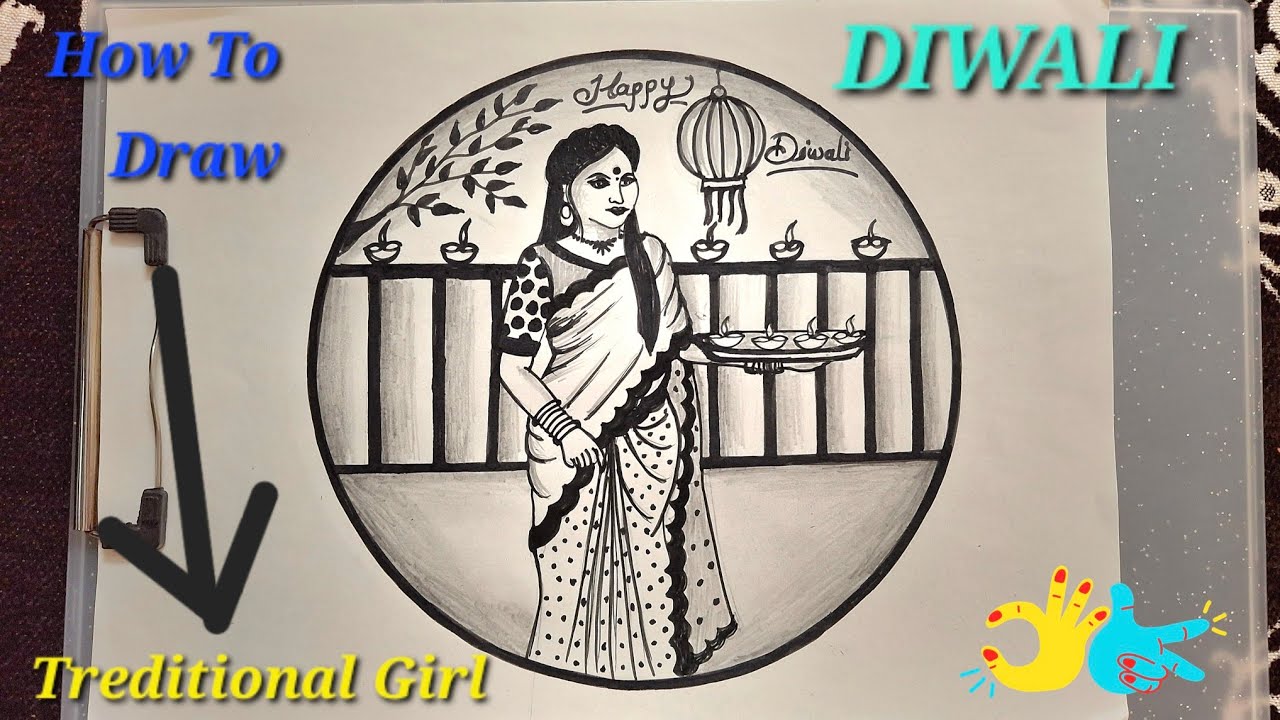 Diwali Drawing Easy | Beautiful Diwali Drawing Easy | Diwali Festival ...