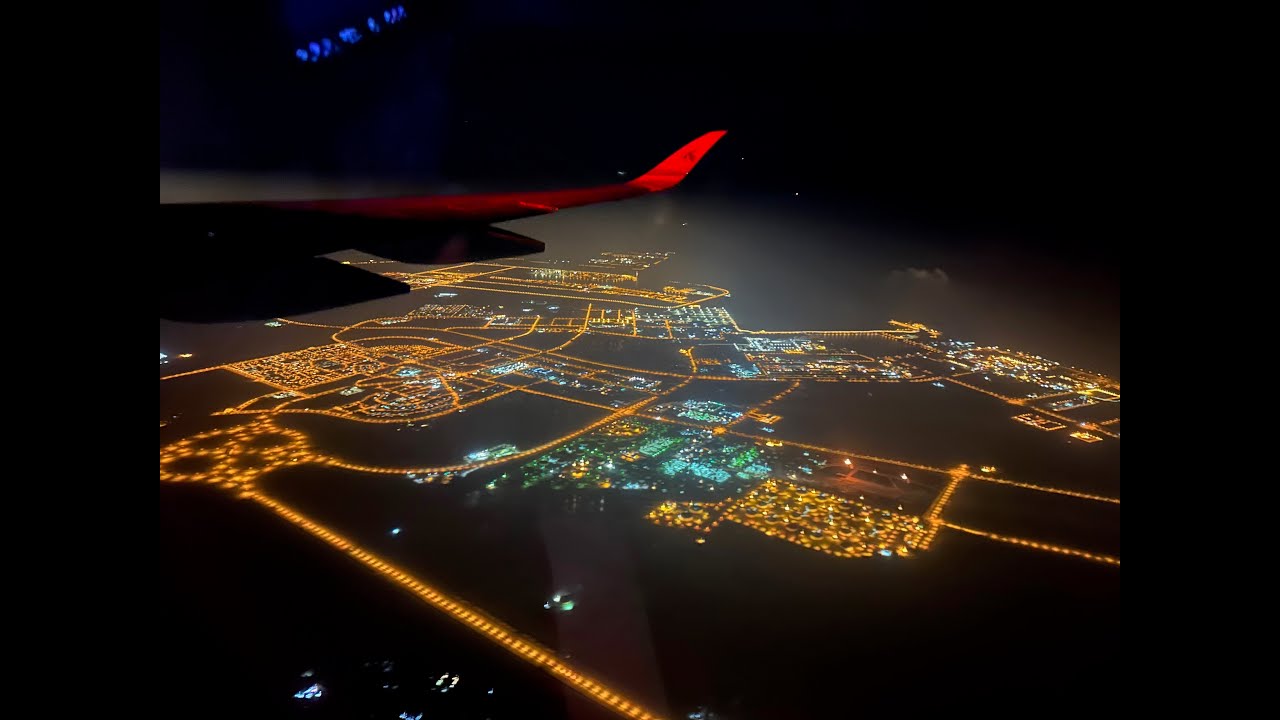 Qatar Airways A350. Night landing to Doha, Qatar - YouTube