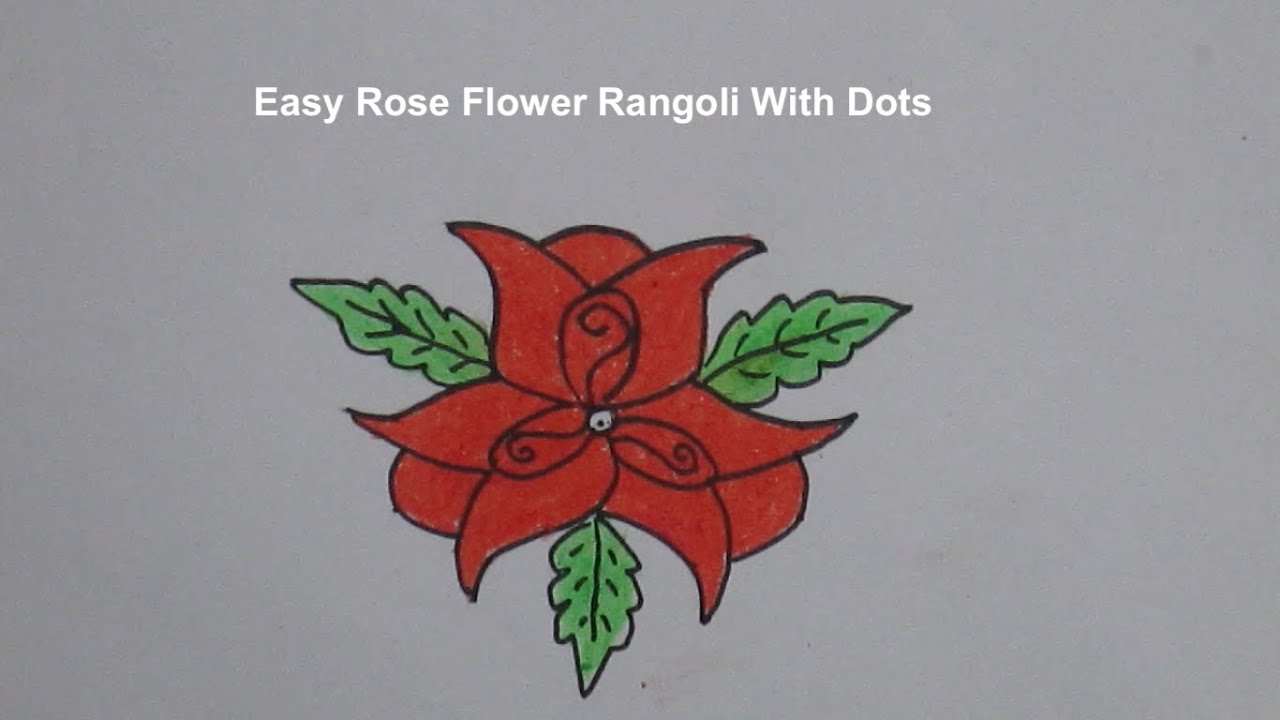 Easy Rose Flower Rangoli with Dots|How to Draw Beautiful Rose Flower ...