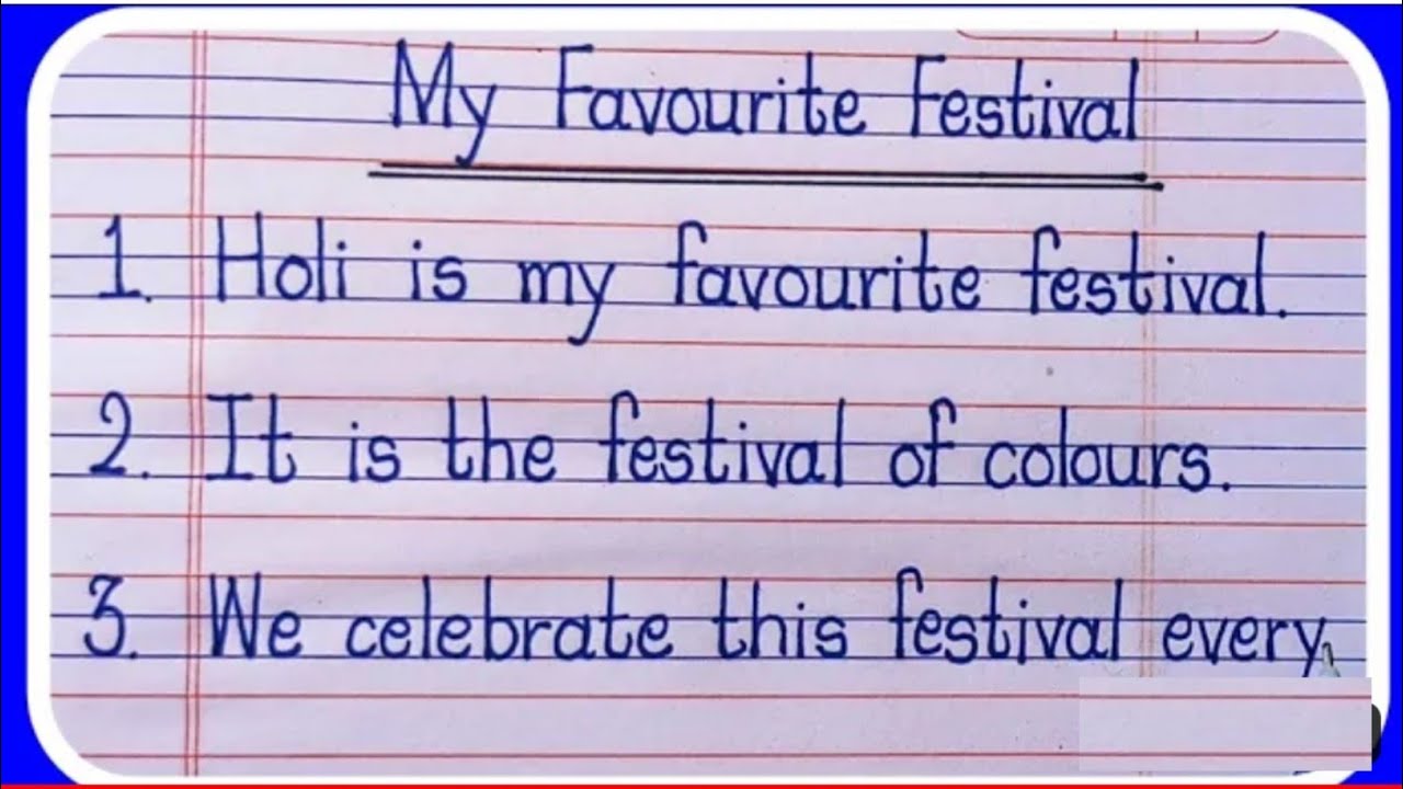 Holi essay/ 10 lines Simple Essay on My Favourite Festival Holi in ...