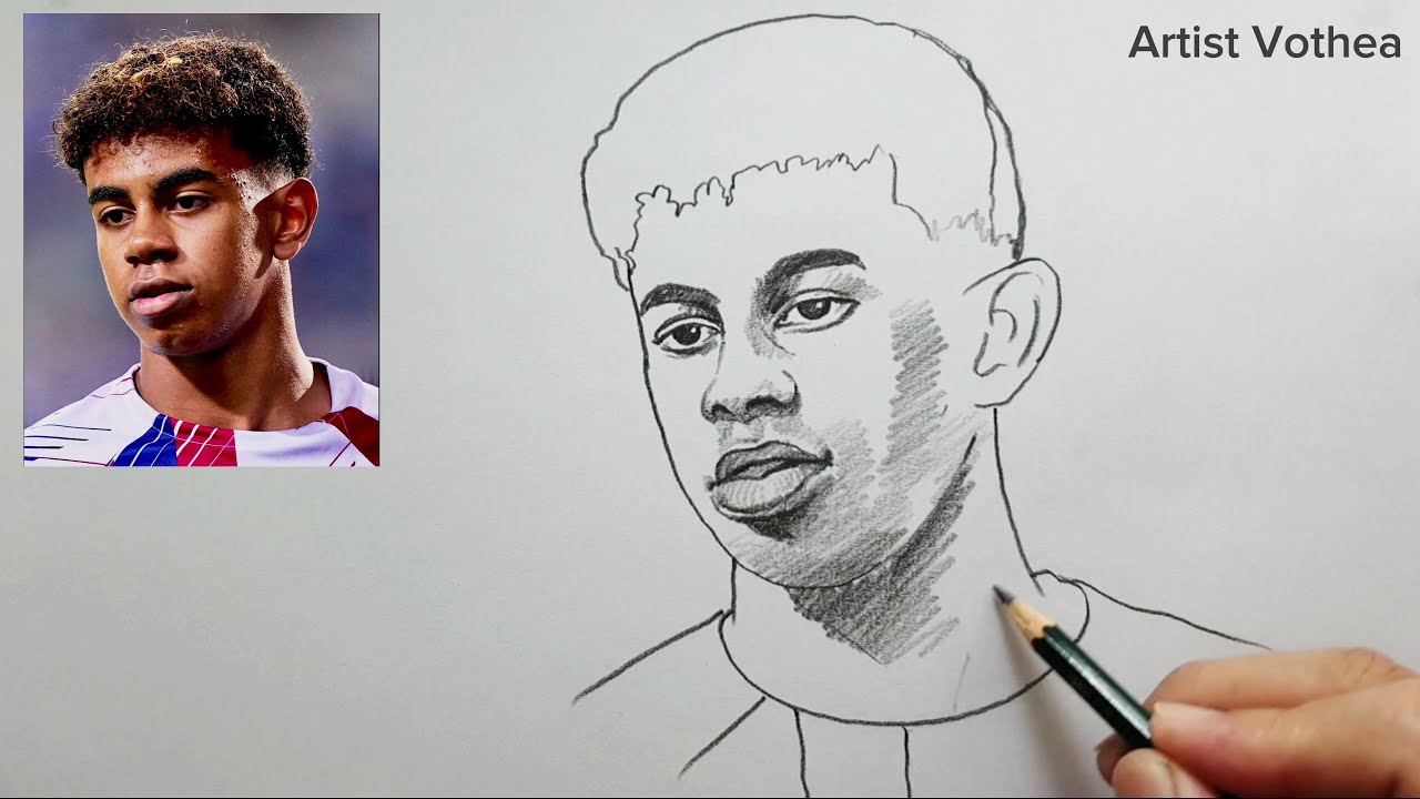 How To Draw Lamine Yamal Pencil Sketch / Step By Step Portrait Drawing ...