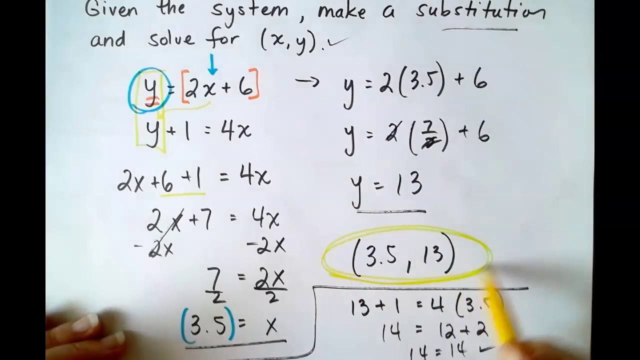 ALG Solving systems by substitution - YouTube
