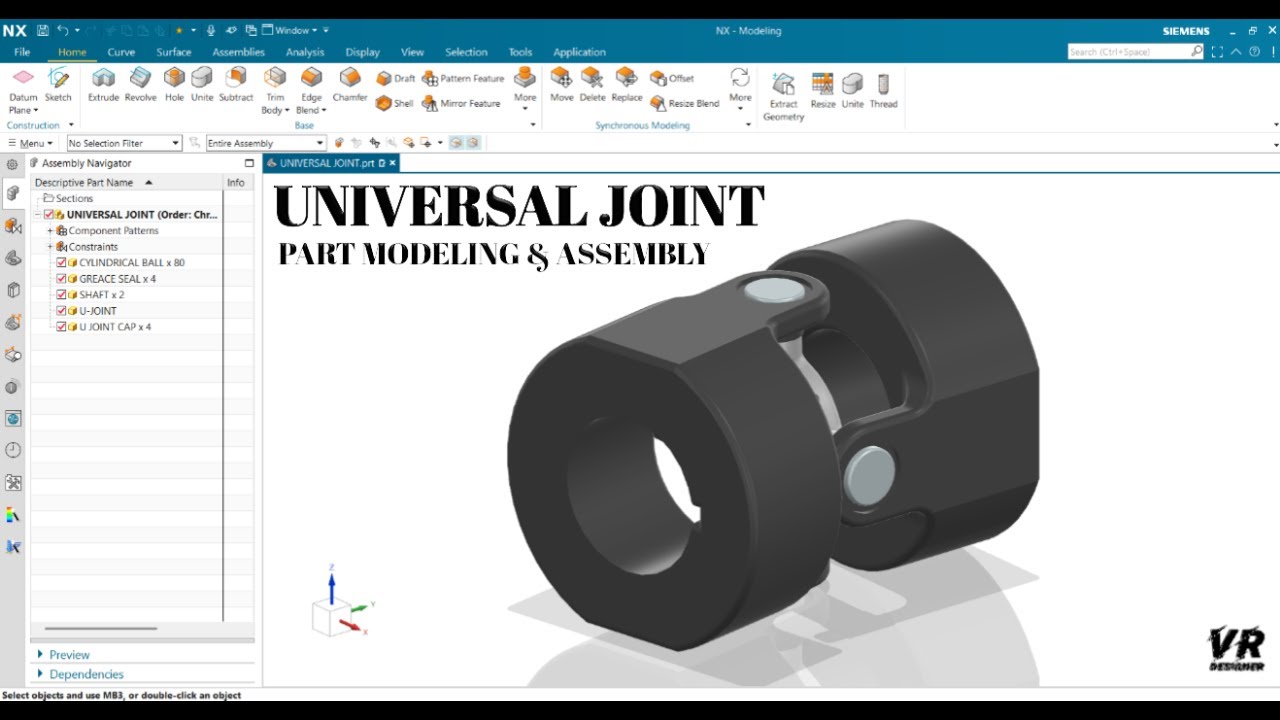 UNIVERSAL JOINT || JOINTS || 3D MODELING || PART MODELING & ASSEMBLY ...