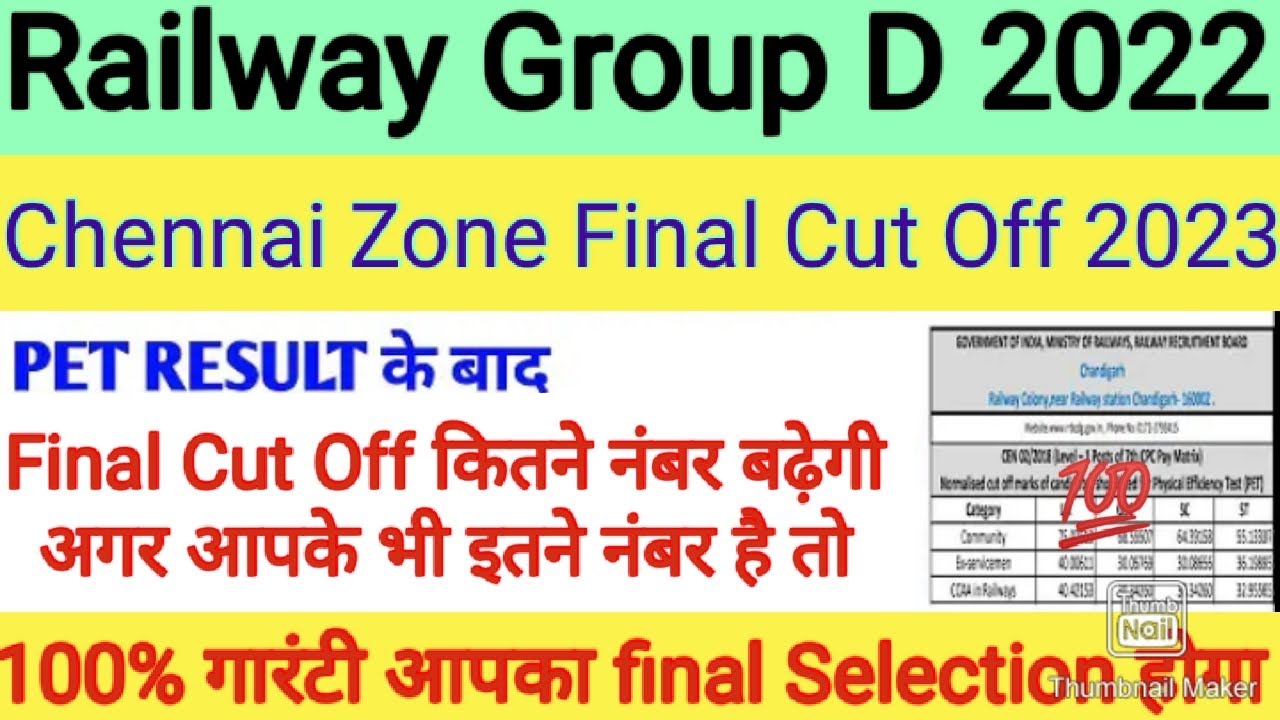 Railway Group D Final Cut Off 2023 | Group D Chennai Zone Final Cut Off | RRC Group D Cut Off ...