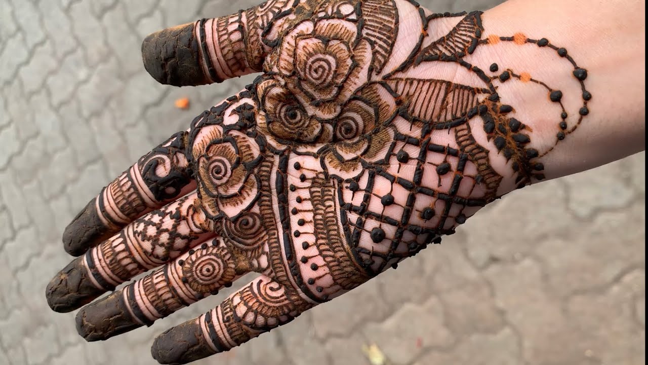 “Beautiful Arabic Rose Mehndi Design for Front Hand | Step by Step ...