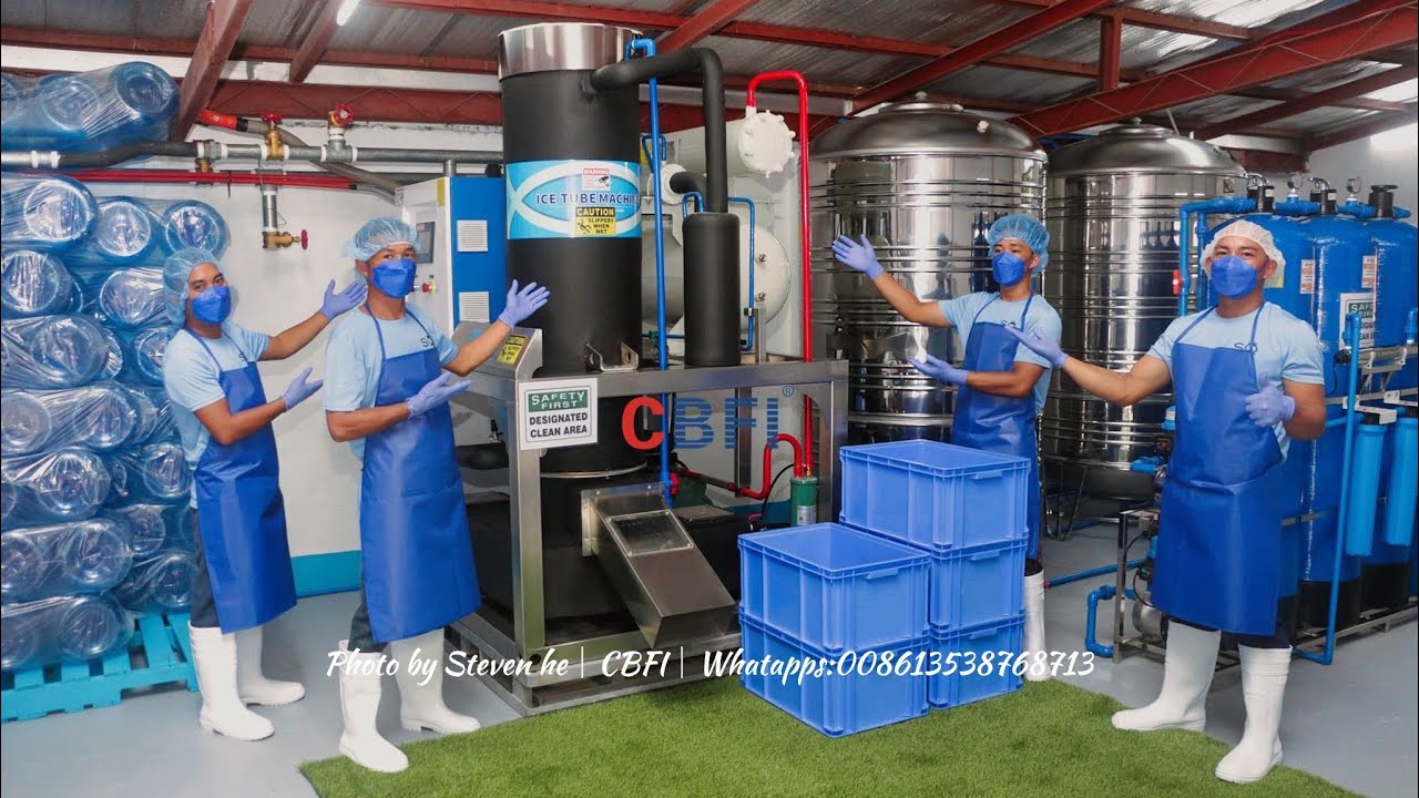 CBFI 3 tons tube ice machine entry machine for new ice factory - YouTube