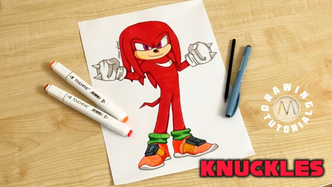 How to draw Knuckles from Sonic the Hedgehog / Knuckles the Echidna ...