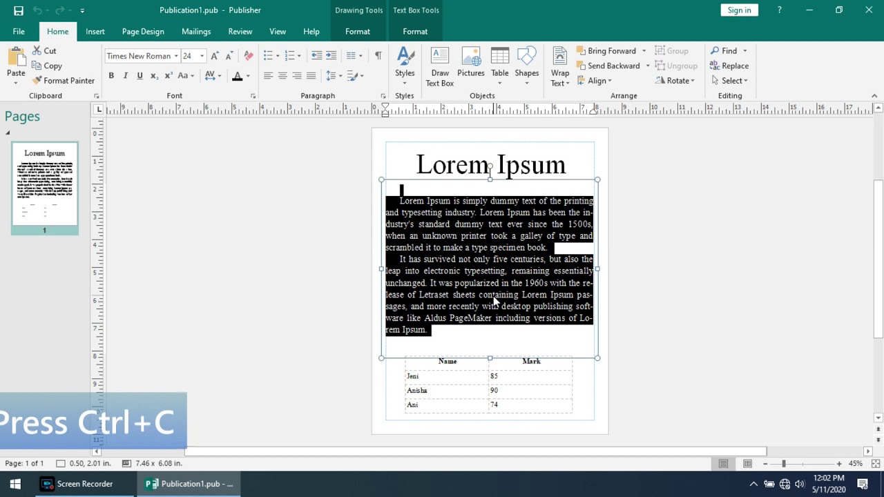 Copy shortcut key in MS Publisher - YouTube