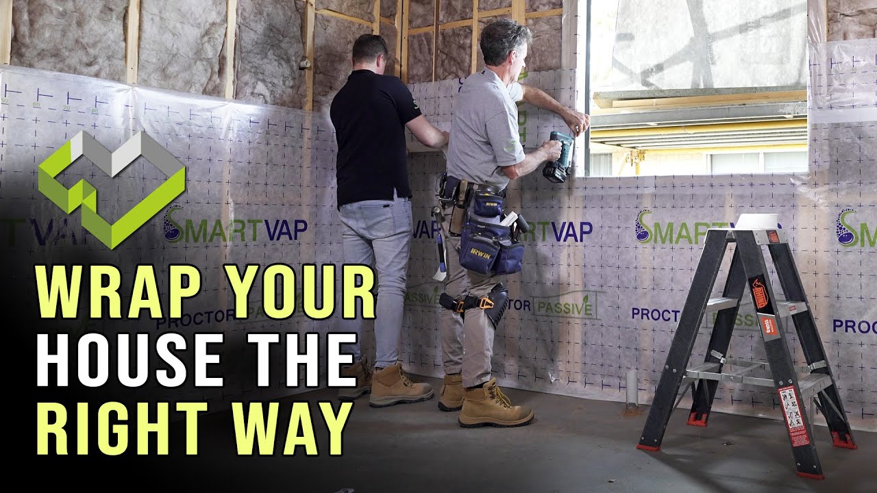 Installing an internal wrap for Air Tightness and Vapor Control - YouTube