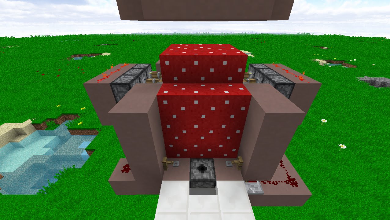 minecraft giant red mushroom farm using fortune axe @InventorChannel