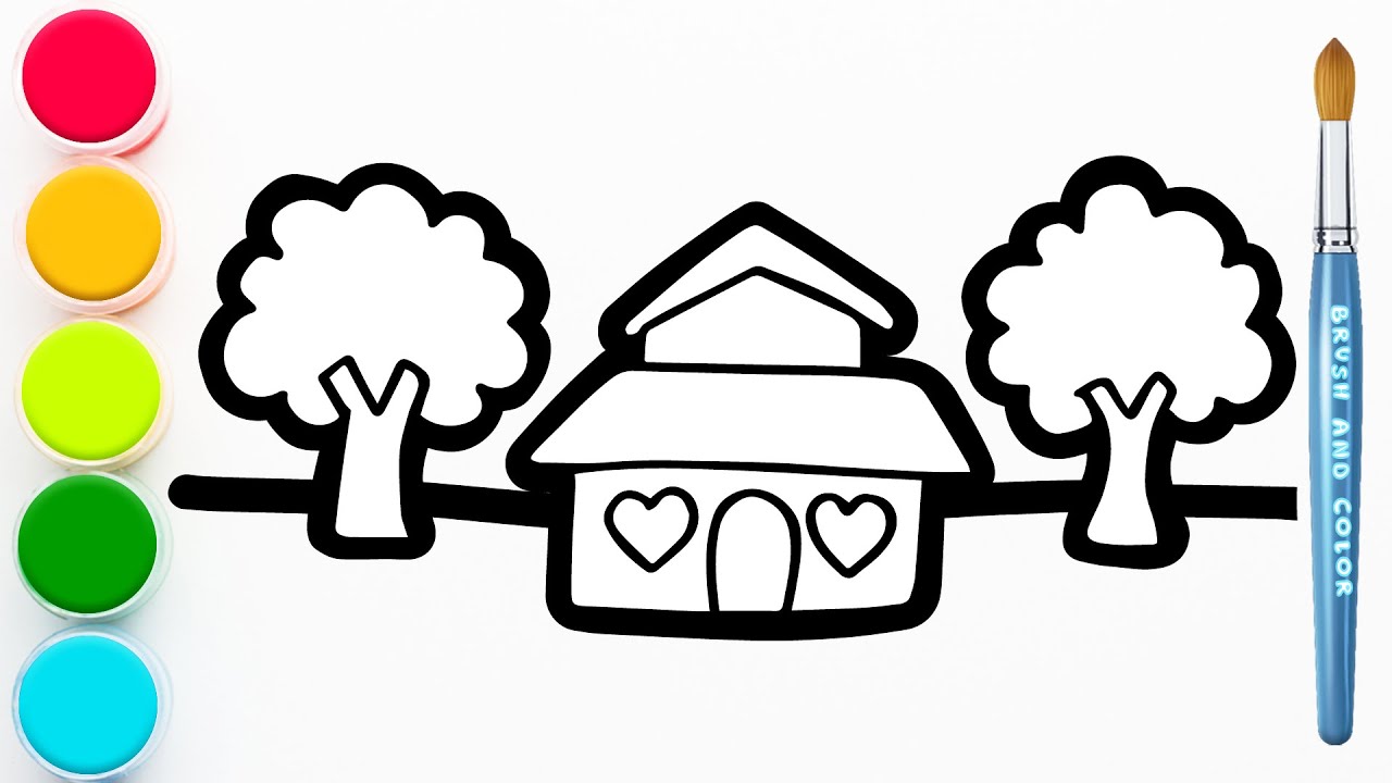 How to Draw a House and Tree | Step by Step - YouTube