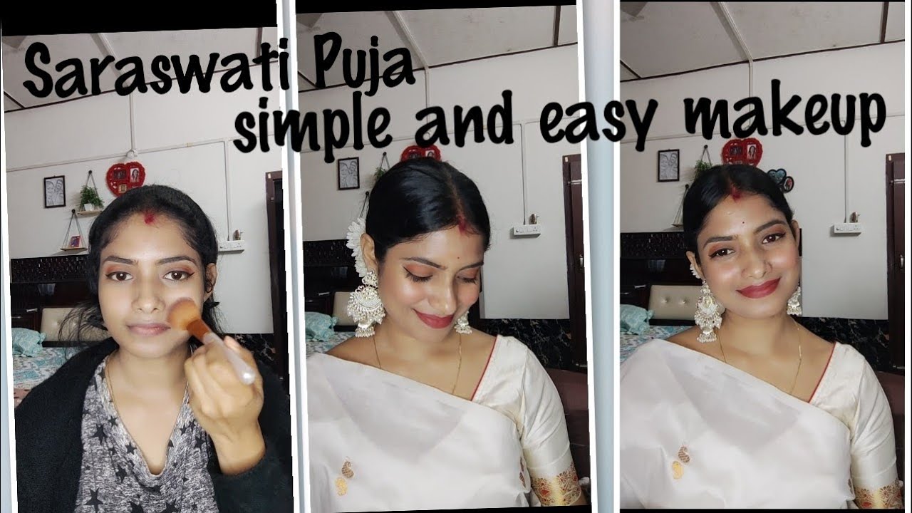 Saraswati Puja makeup look || simple and easy|| অসমীয়াত || #highlights ...