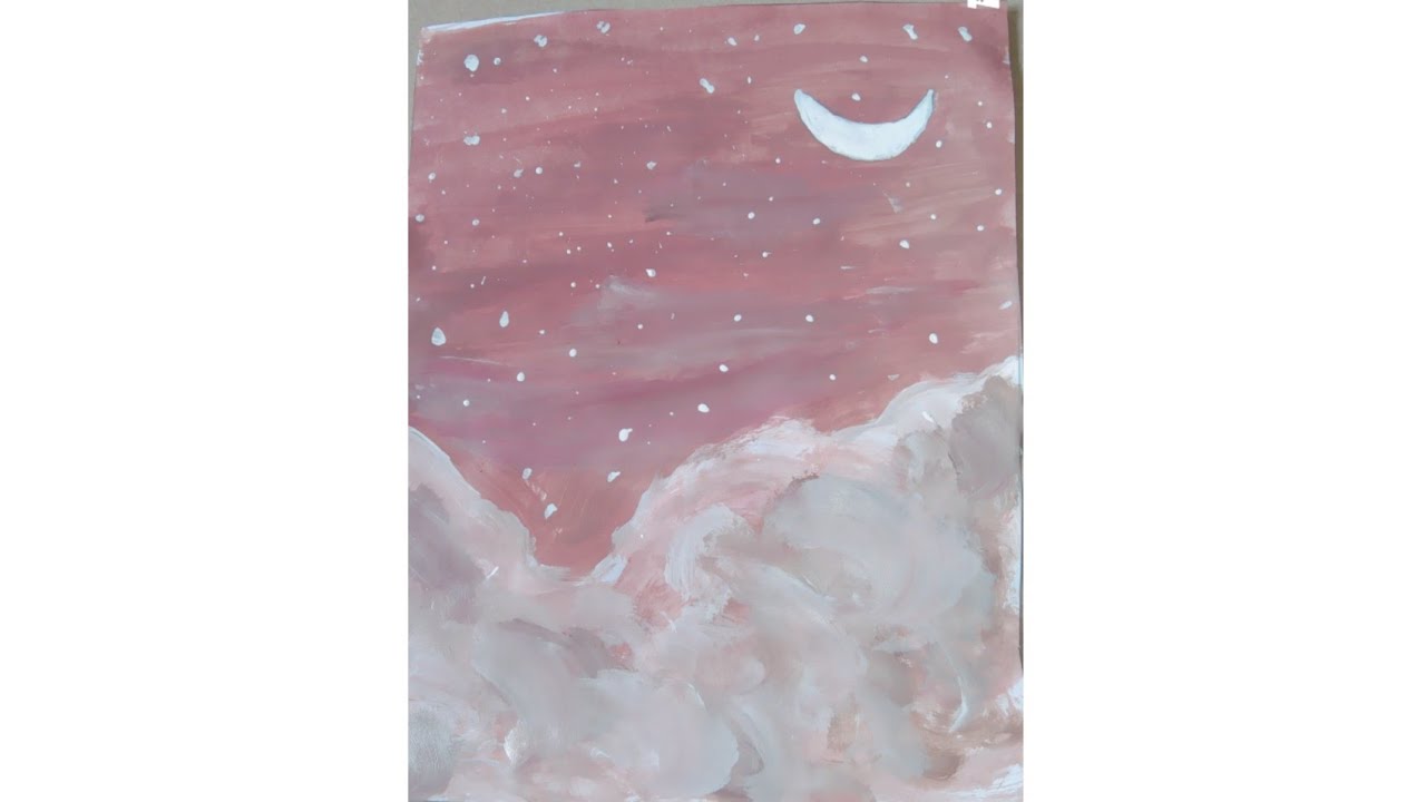 Drow Pink Clouds With Acrylic Paint || Pink Clouds - YouTube
