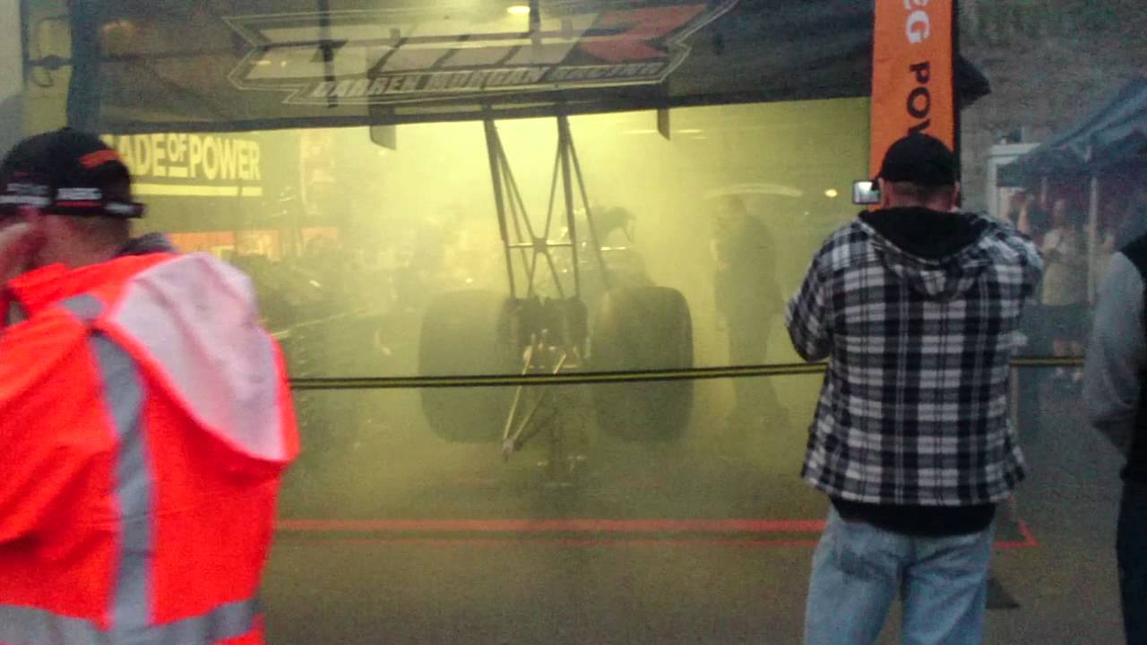 Top fuel warmup (gas masks must be worn) - YouTube