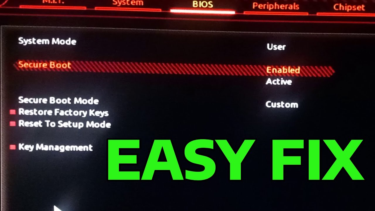 How To Fix Secure Boot Enabled But Not Active in BIOS - YouTube