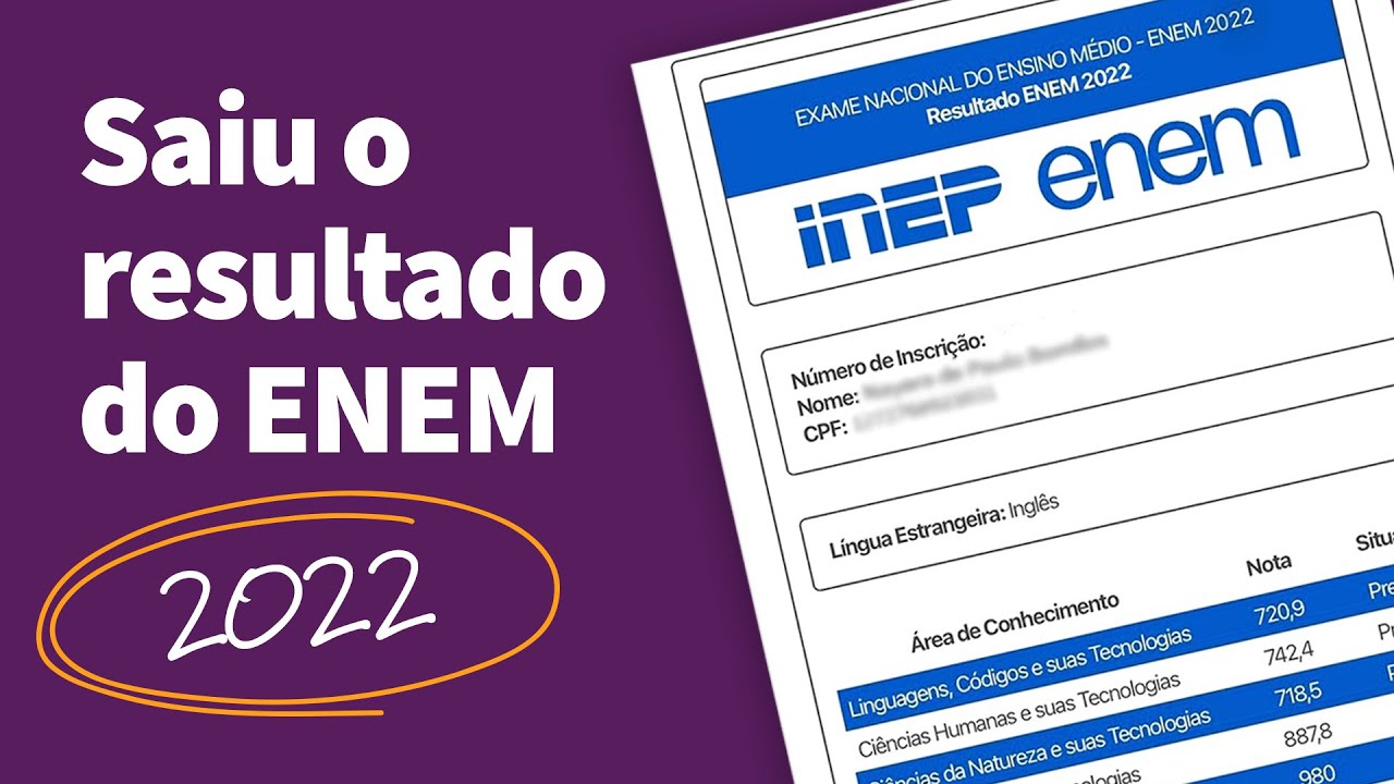 SAIU A NOTA DO ENEM 2022| PROENEM - YouTube
