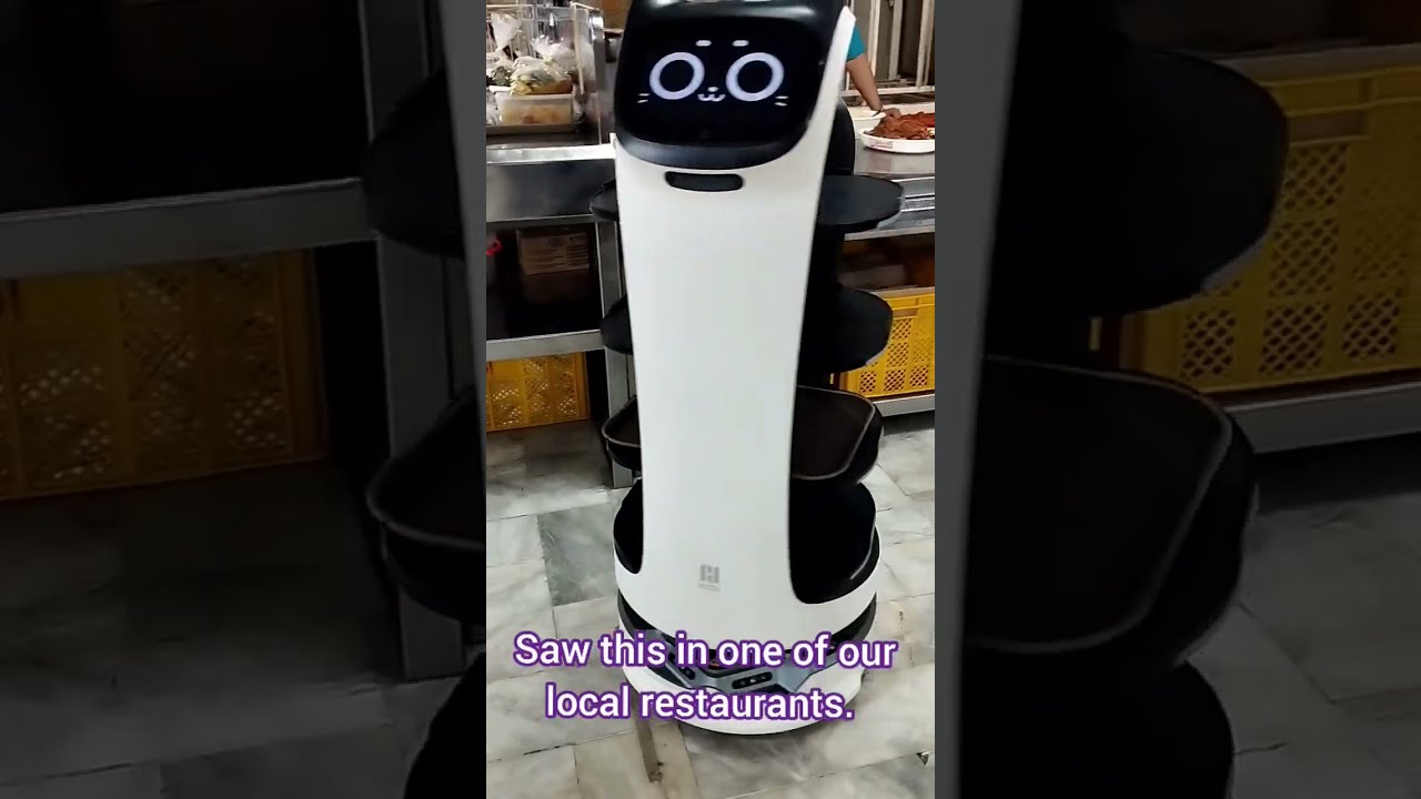 Robot food server at Good Taste Restaurant, Baguio City, Philippines # ...