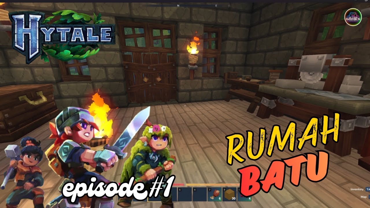 Survival Games HYTALE Gameplay ep1 Bikin rumah batu ...